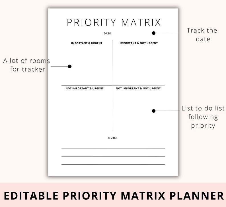 Editable Priority Matrix Printable Priority Planner to Do - Etsy