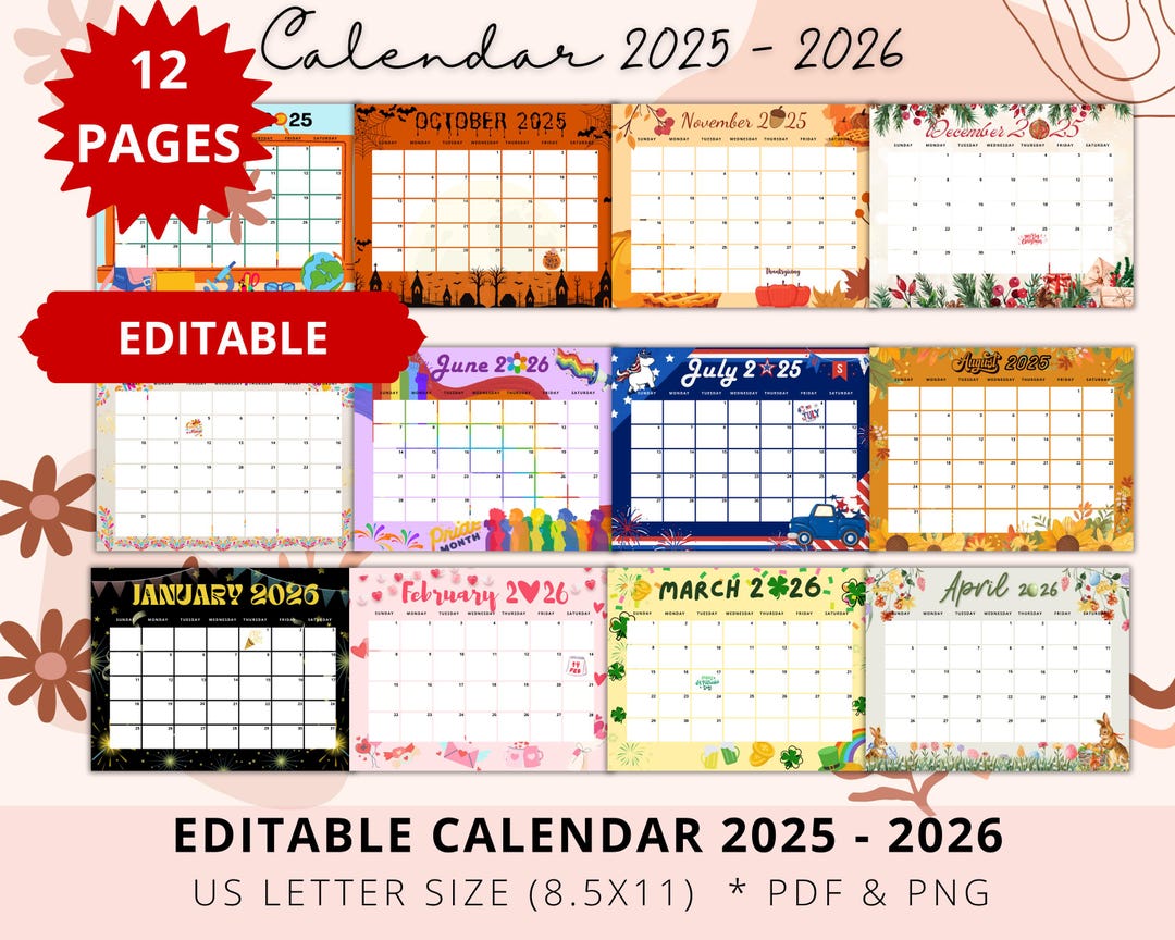 Editable School Calendar 25 26, Monthly Calendar 2026, Back to School ...