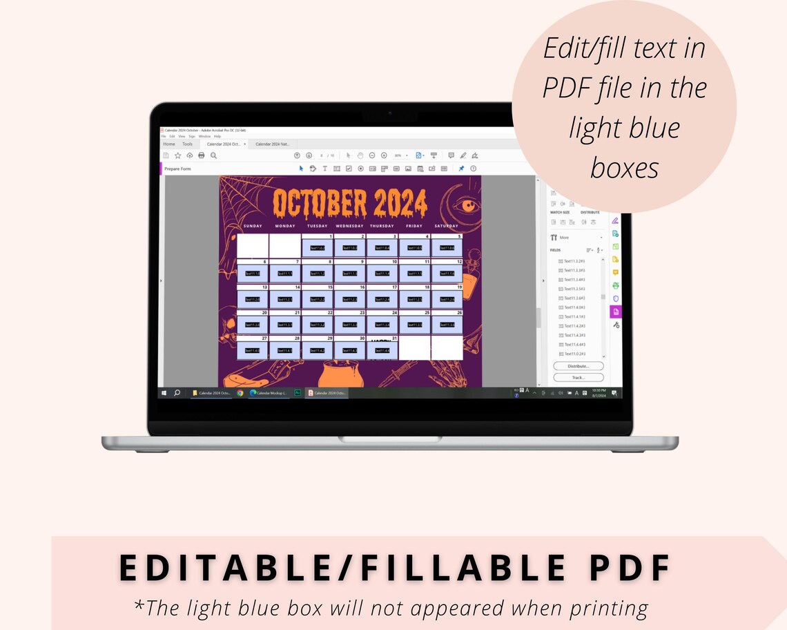 Editable October 2024 Calendar Printable, Trick or Treat, Halloween ...