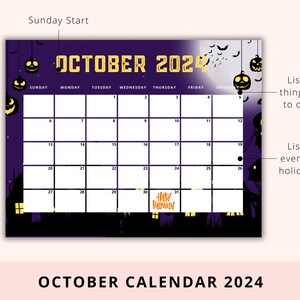Editable Halloween 2024 Calendar, October 2024 Calendar, Kid Calendar ...