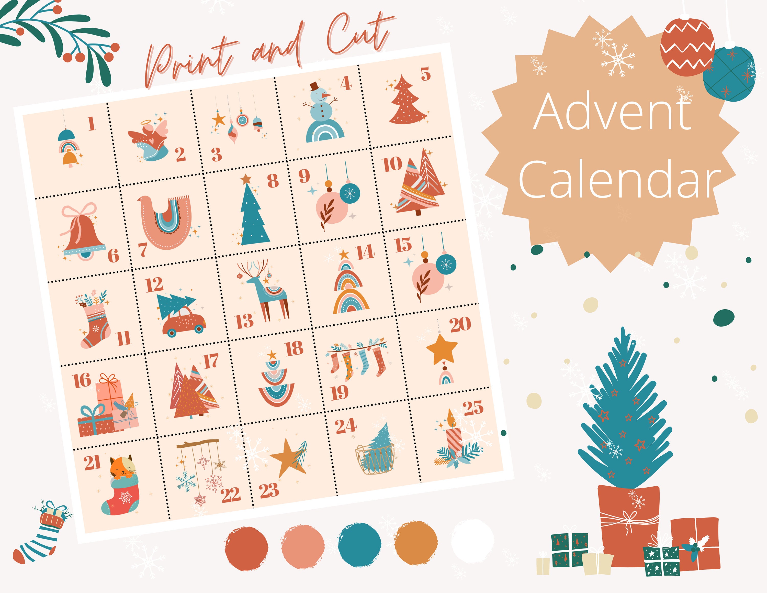 Christmas Advent Calendar Printable DIY Advent Calendar - Etsy