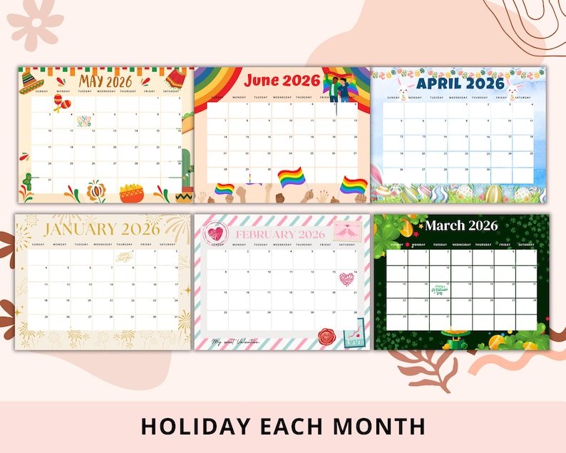 Editable Monthly Calendar 2026, School Calendar, Holiday Calendar ...