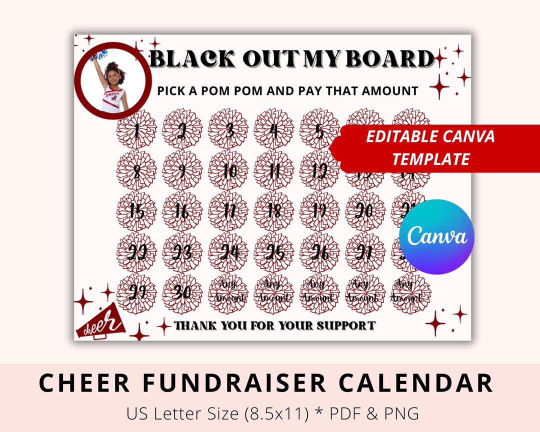Editable Cheer Pick a Date to Donate, Cheerleading Fundraiser, Sponsor ...