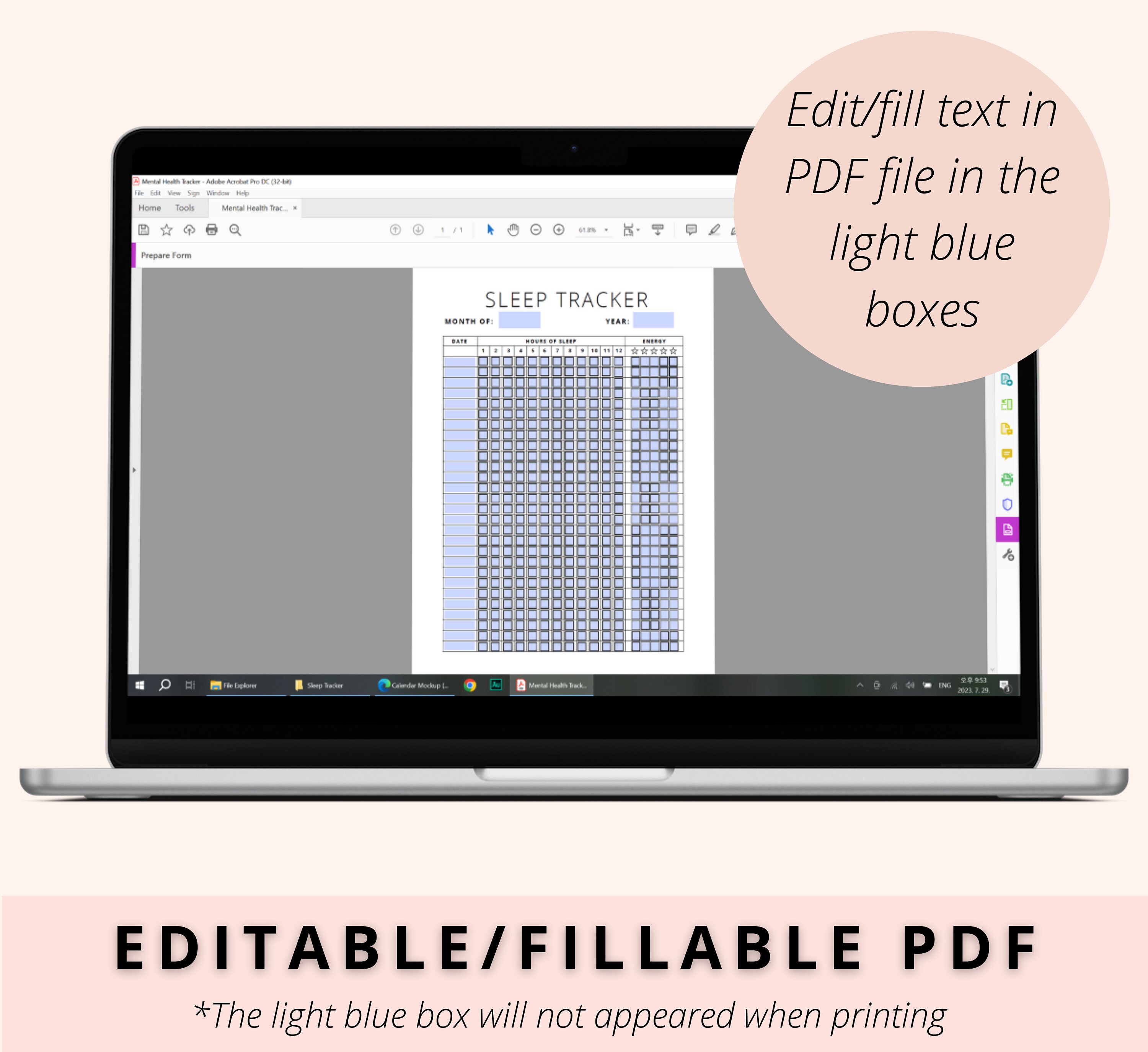 Editable Sleep Tracker Printable, Monthly, Daily Sleep Journal, Sleep ...