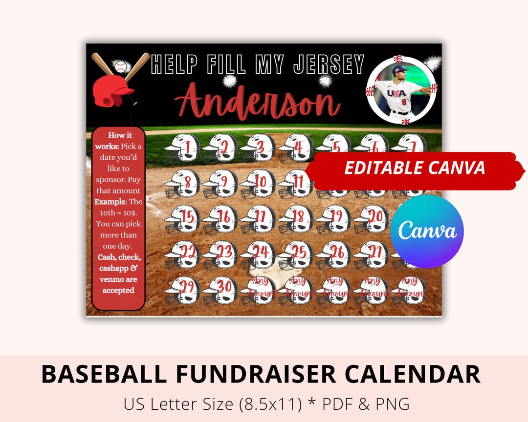 Editable Baseball Black Out My Board, Pick a Date to Donate, Pay My ...