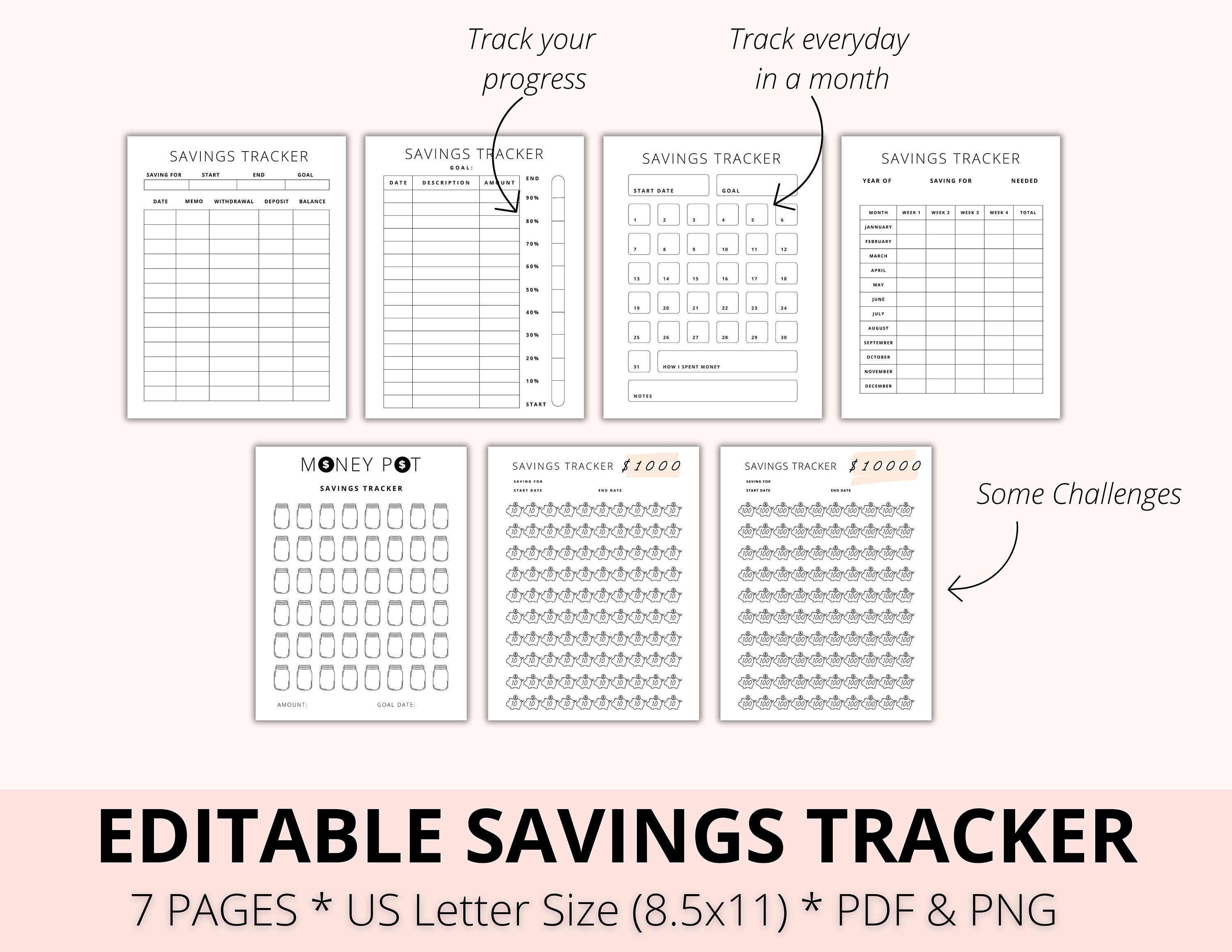 Editable Money Savings Trackers Printable, Saving Planner, Saving ...