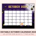 Editable Halloween 2024 Calendar, October 2024 Calendar, Kid Calendar ...