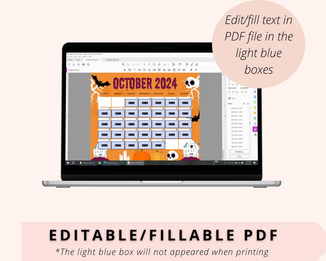 Editable October 2024 Calendar Printable, Trick or Treat, Halloween ...