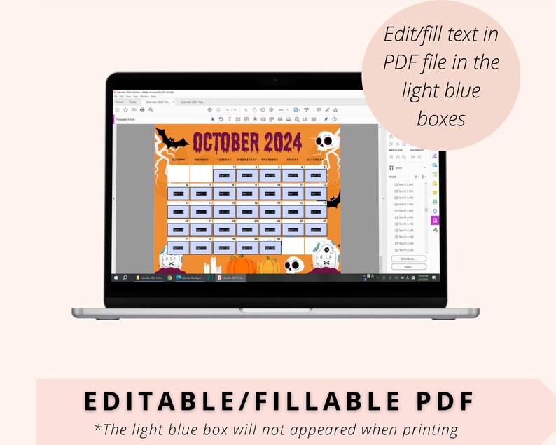 Editable October 2024 Calendar Printable, Trick or Treat, Halloween ...