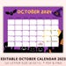 Editable October 2024 Calendar, Halloween 2024 Calendar, Teacher ...