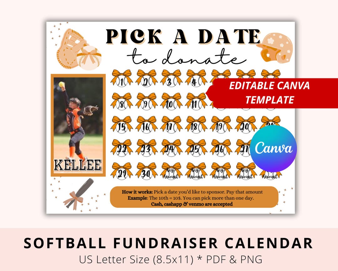 Editable Softball Black Out My Board, Pay My Softball, Pick a Date to ...
