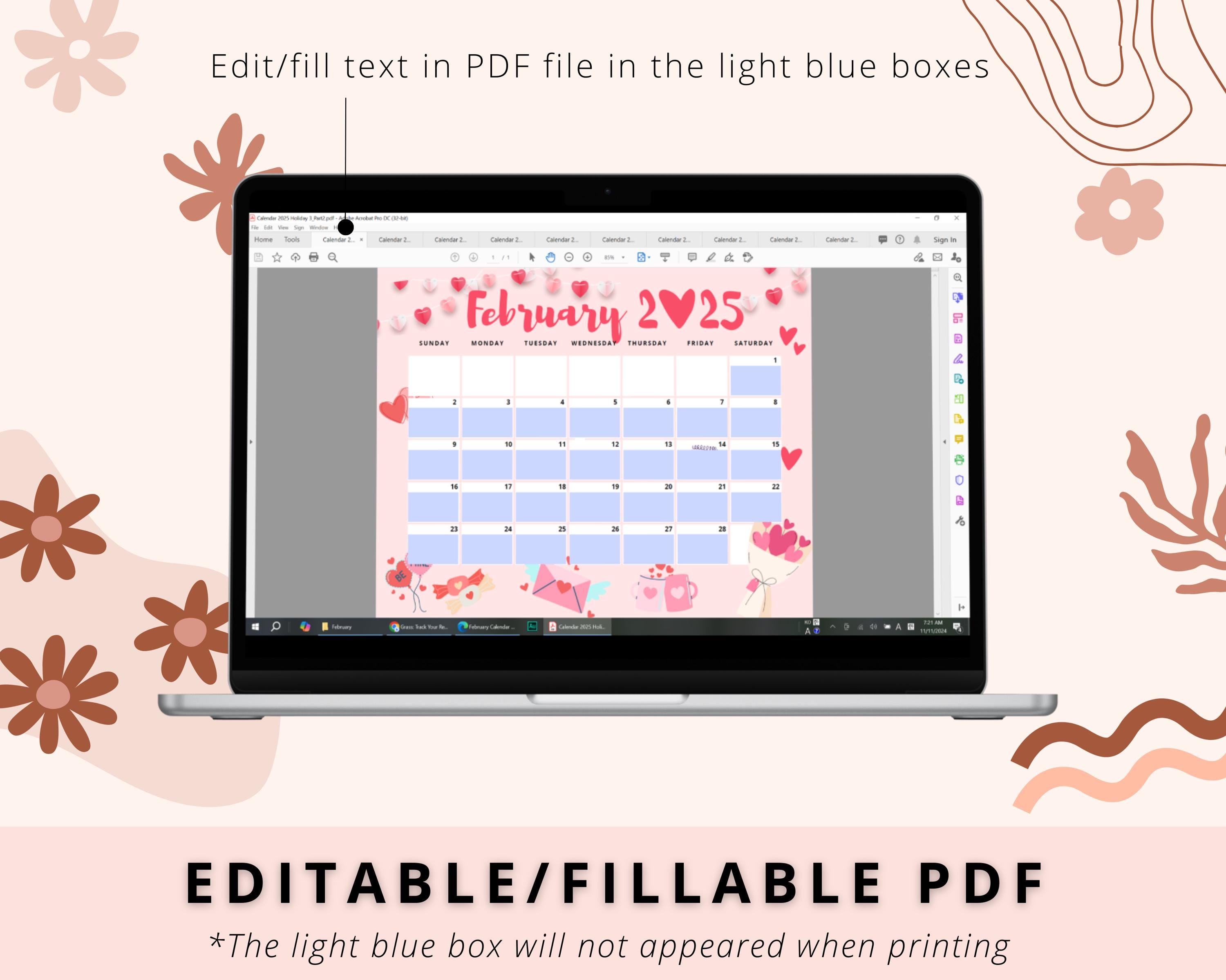 Editable February Calendar 2025, Valentine Calendar 2025, Homeschool ...