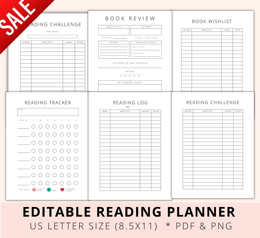 Editable Reading Planner Bundle, Book Review, Reading Challenge ...