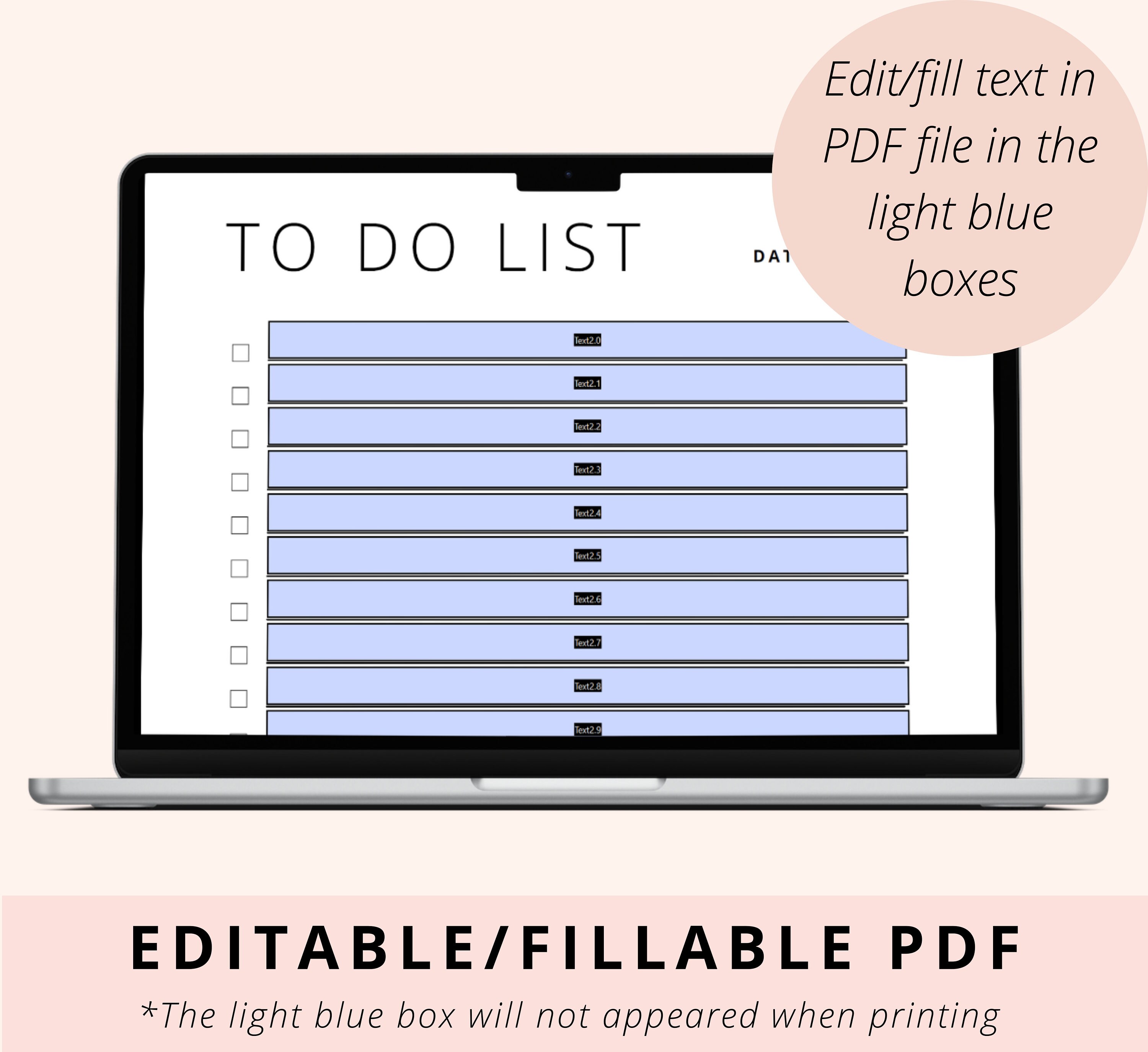 Editable to Do List Printable, to Do List Template, Productivity ...
