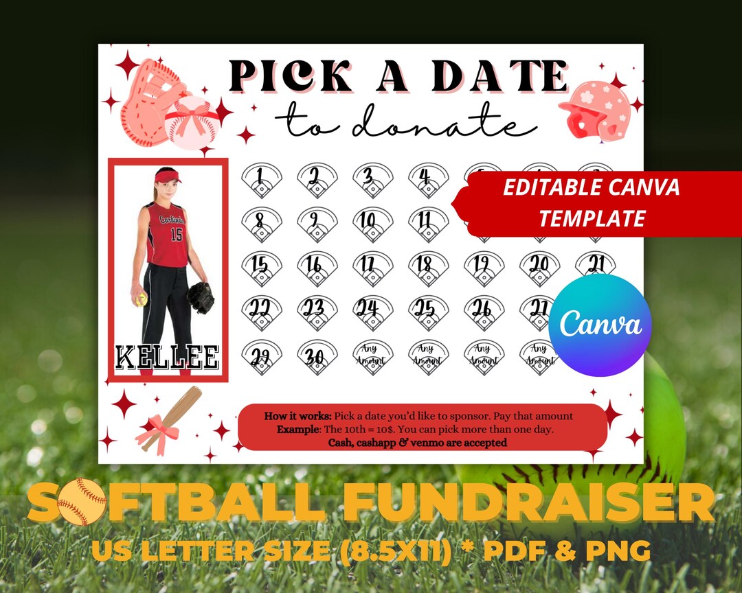 Editable Softball Black Out My Board, Softball Team Fundraiser, Red ...