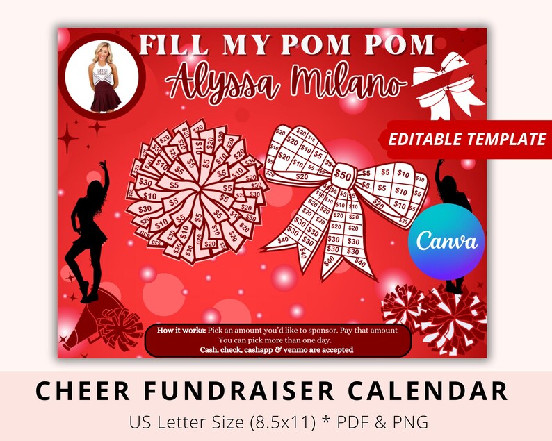 Editable Cheer Black Out My Board, Fill My Pompom, Cheerleading Season ...