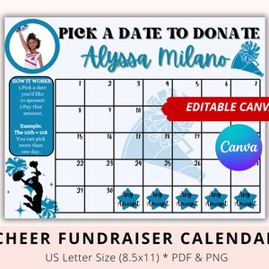 Editable Cheer Pick a Date to Donate, Black Out My Board, Pay the Date ...