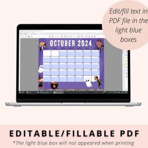 Editable Halloween 2024 Calendar Printable, October 2024, Holiday Theme ...