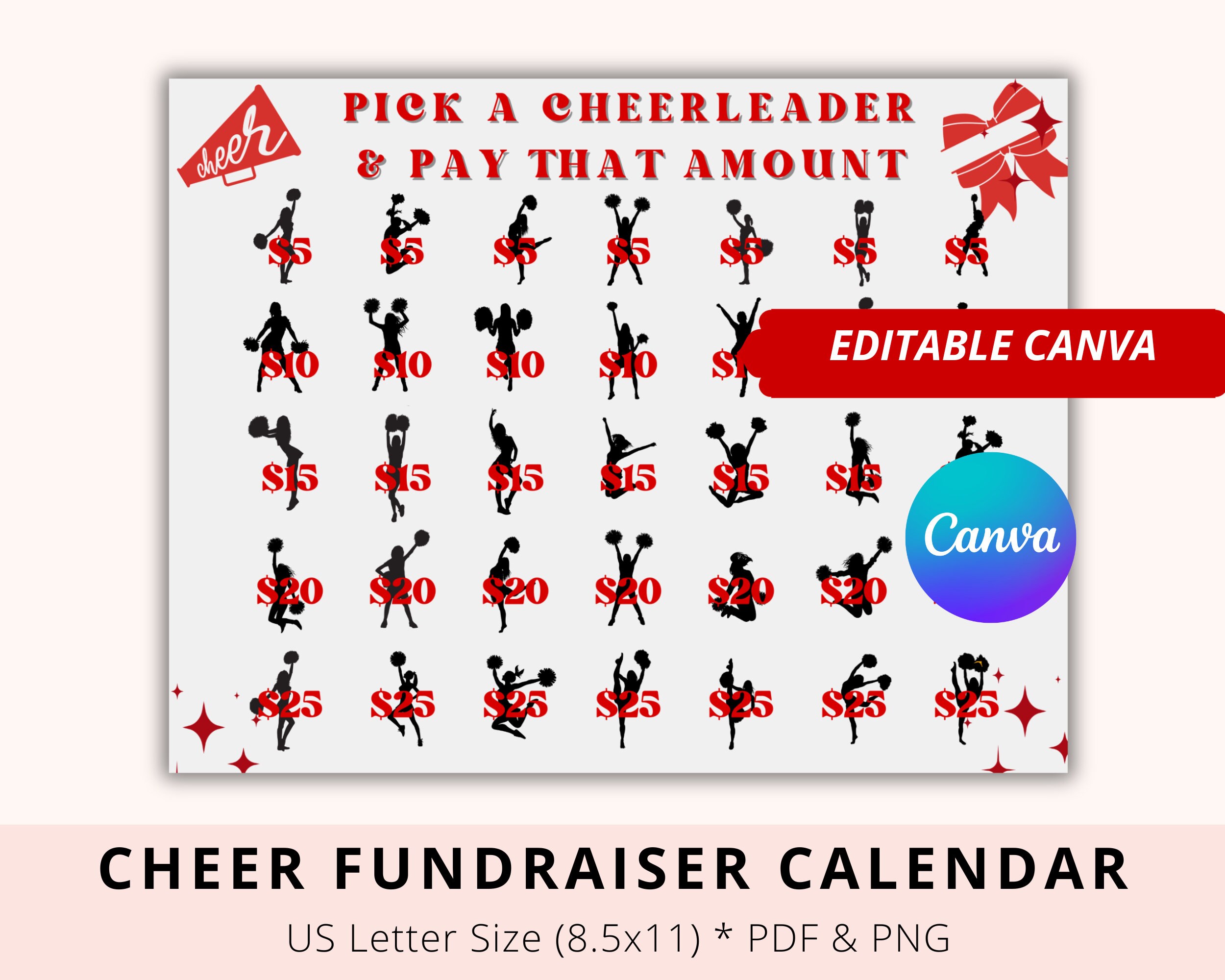 Editable Cheer Pick a Date to Donate, Cheer School Donate, Edit Canva ...