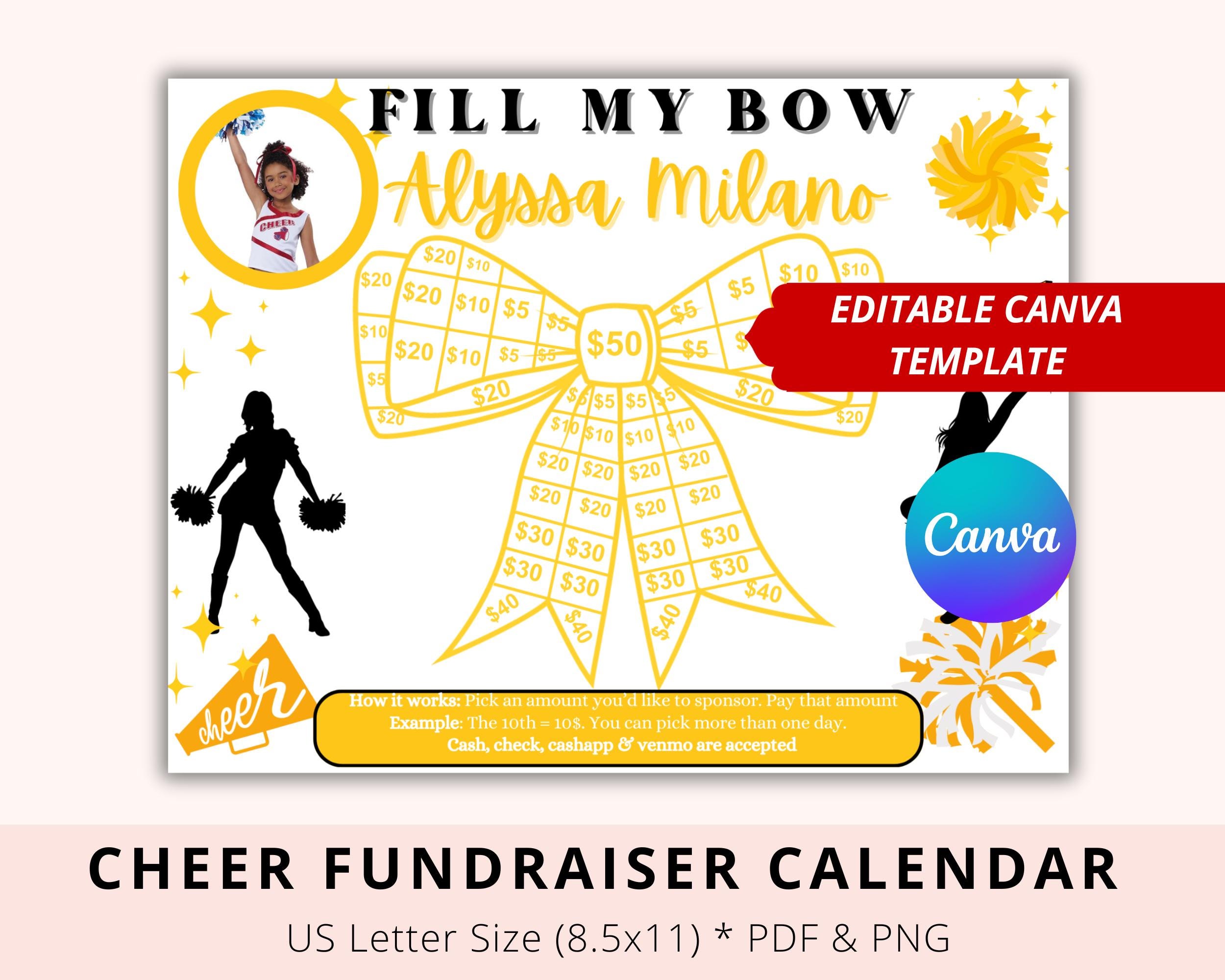 Editable Cheer Pick a Date to Donate, Fill My Bow, Yellow Theme, School ...