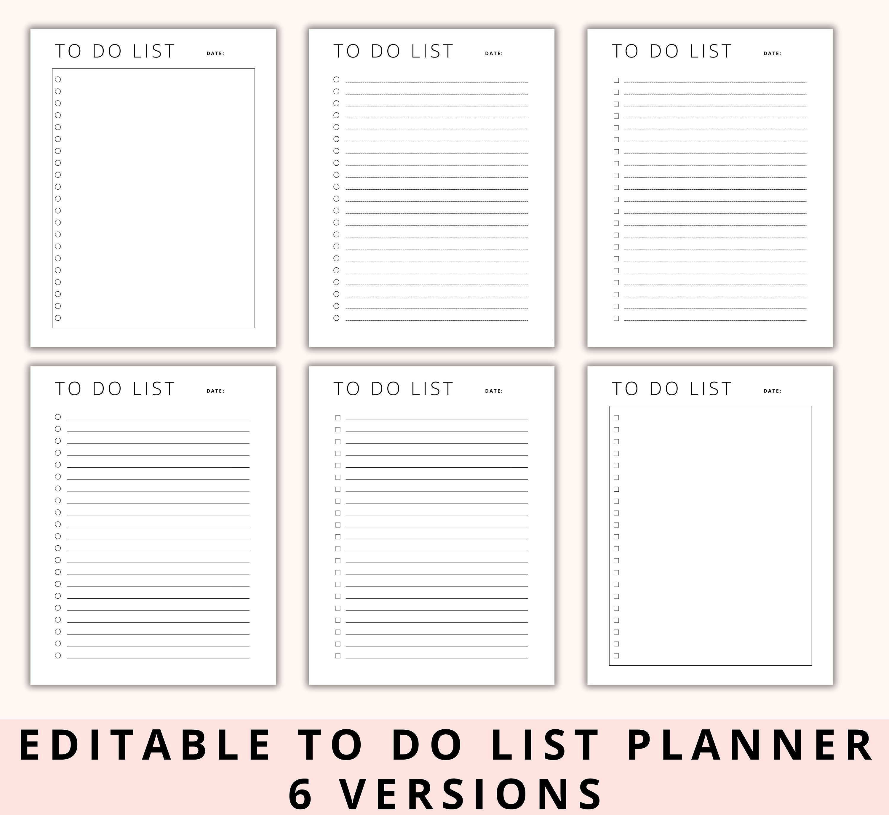 Editable to Do List Printable, to Do List Template, Productivity ...