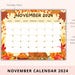 Editable Thanksgiving 2024 Calendar, November 2024 Calendar, Academic ...