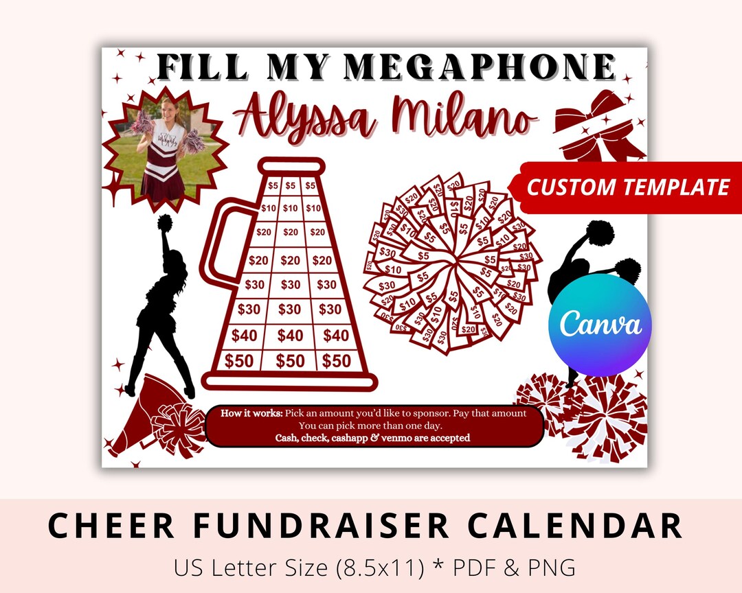 Editable Black Out My Board, Fill My Megaphone, Maroon Theme, Cheer ...