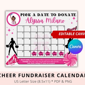 Editable Cheer Pick a Date to Donate, Black Out My Board, Canva, Pink ...