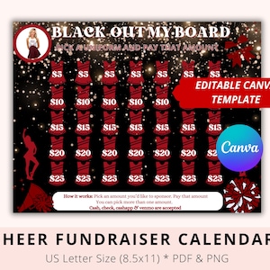 Editable Cheer Pick a Date to Donate, Black Out My Board, Maroon Theme ...