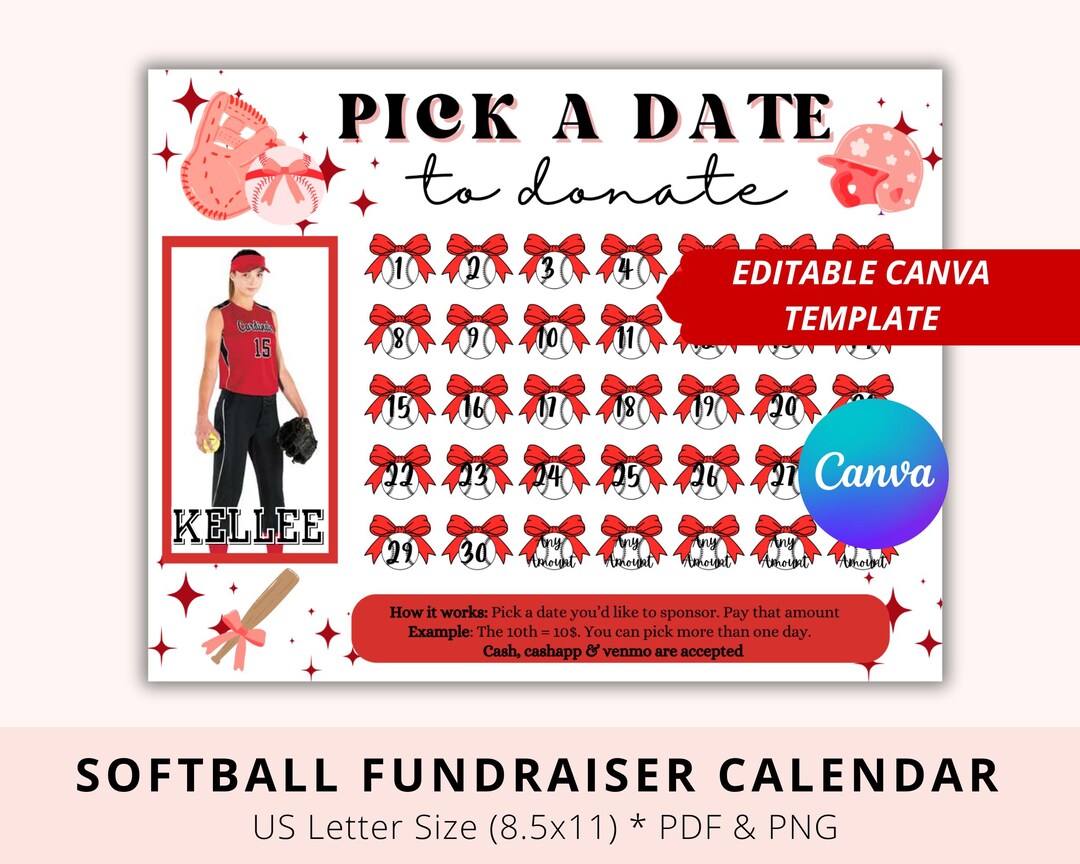 Editable Softball Black Out My Board, Pay My Softball, Pick a Date to ...