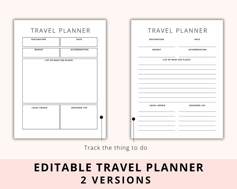 Editable Travel Packing List, Travel Planner, Travel Itinerary, Travel ...