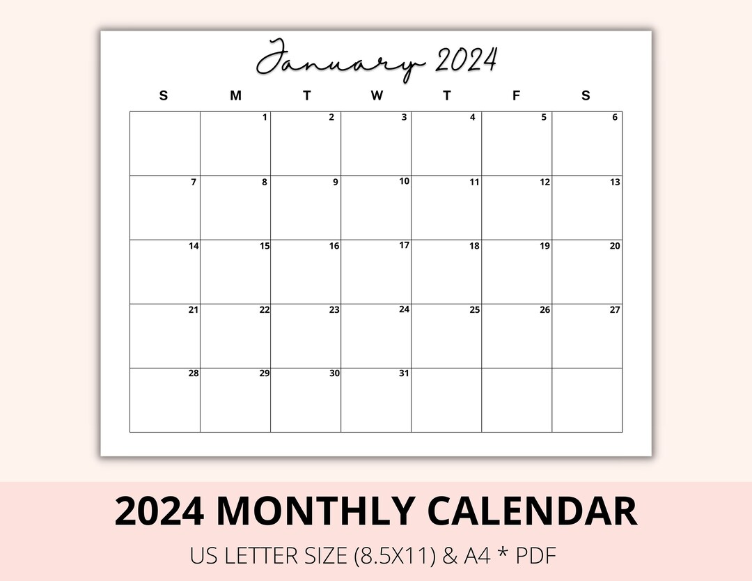 Calendario mensual editable 2024, Calendario de plantilla, Calendario ...