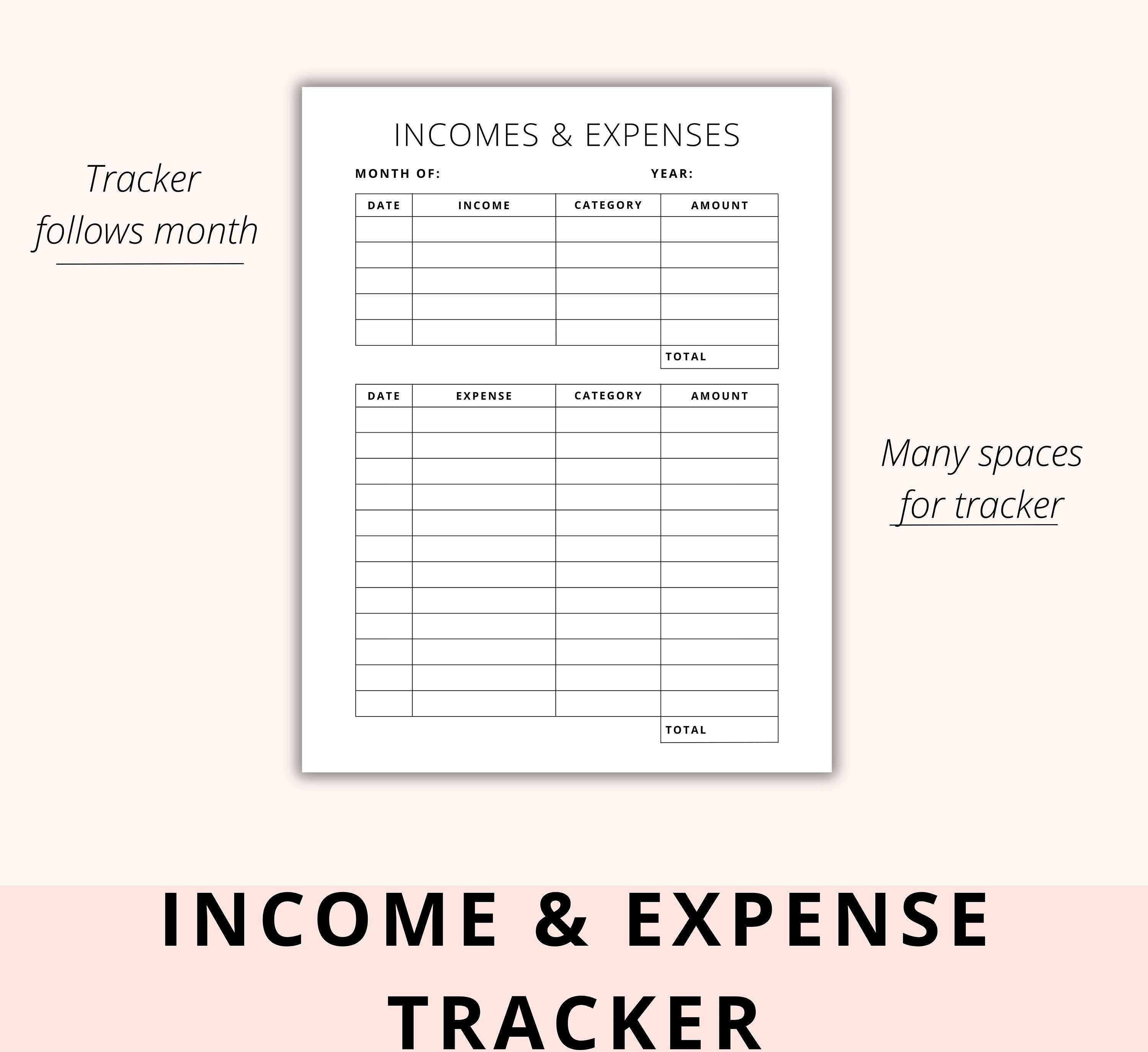 Editable Income Tracker Printable, Expense Tracker, Template, Personal ...