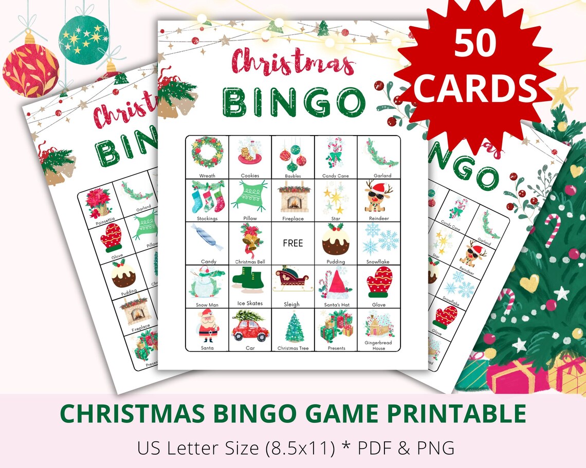 Christmas Bingo Game Printable, Break the Ice, Christmas Bingo Pattern ...