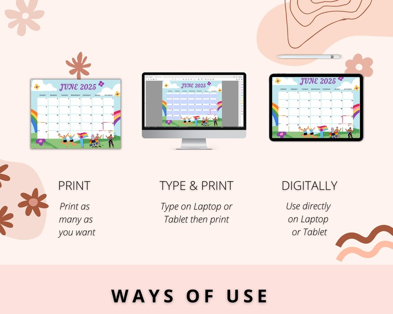 Editable June Calendar 2025, Pride Month 2025, Queer Proud, Academic ...