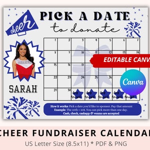 Editable Cheer Pick a Date to Donate, Cheer School Donate, Canva ...