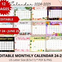 Editable Calendar 2024 2025, Back to School, Kid Calendar, Academic ...