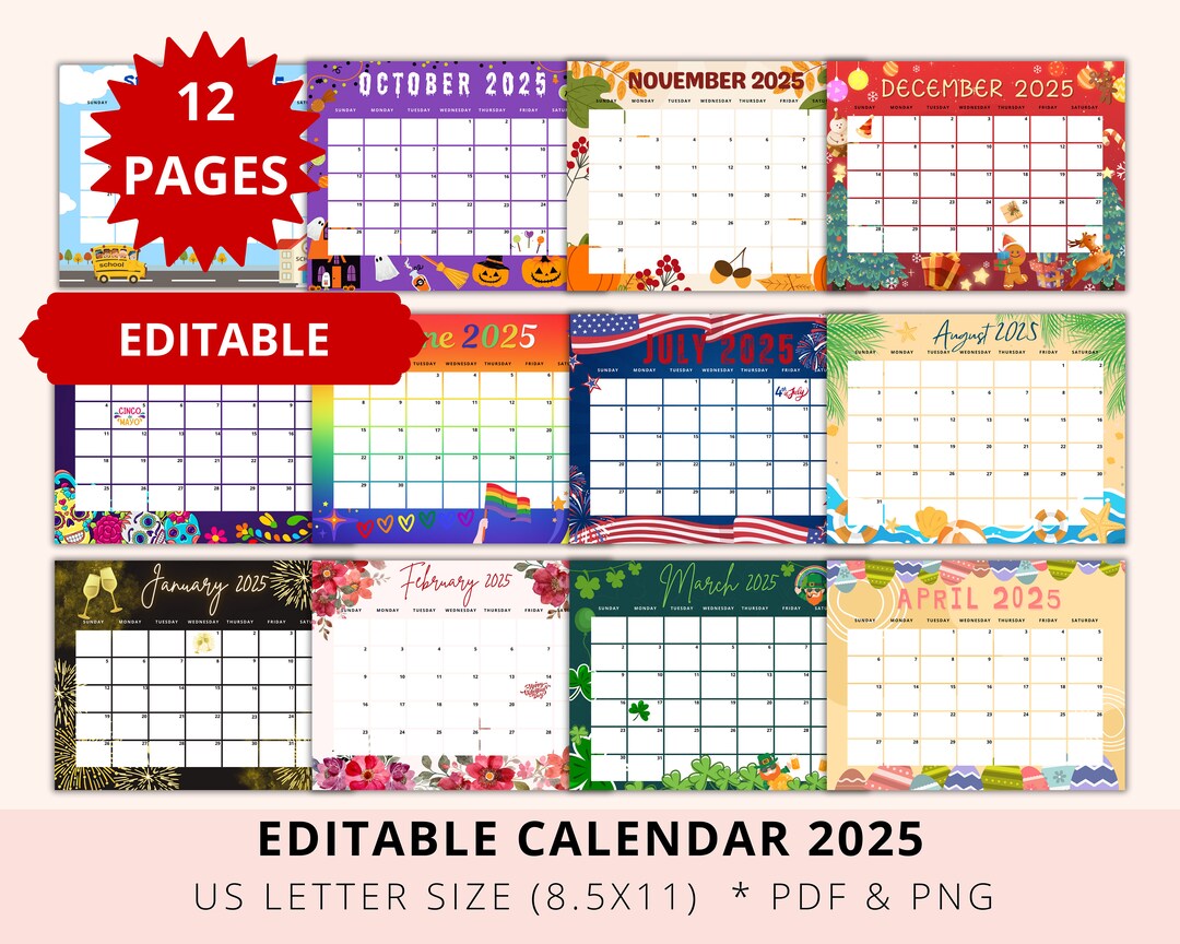 Editable Monthly Calendar 2025, Teacher Calendar, Back to School ...