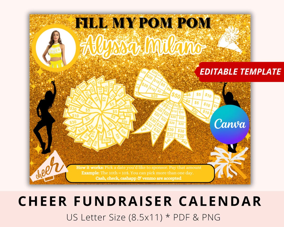 Editable Cheer Black Out My Board, Cheerleading Pick A Date to Donate ...