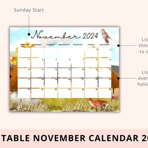 Editable Thanksgiving 2024 Calendar, November 2024 Calendar, Academic ...