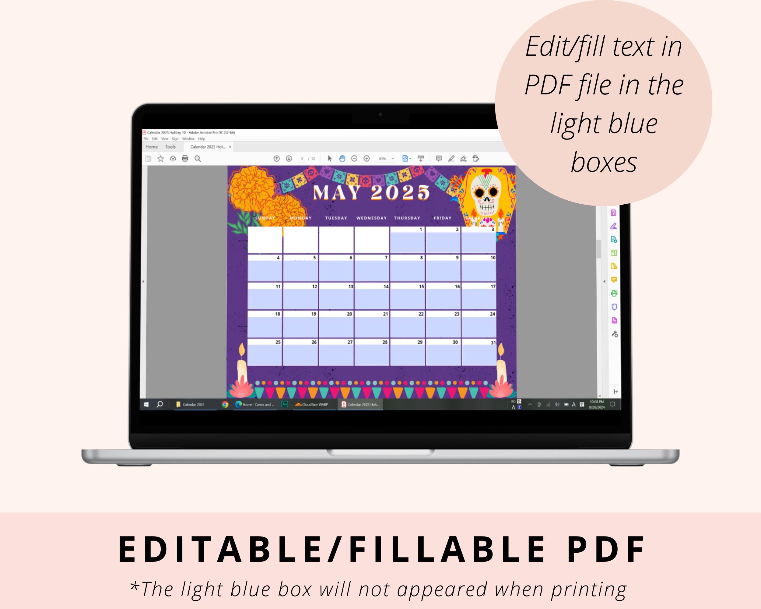 Editable Monthly Calendar 2025, Academic Planner, 12 Month, Back to ...