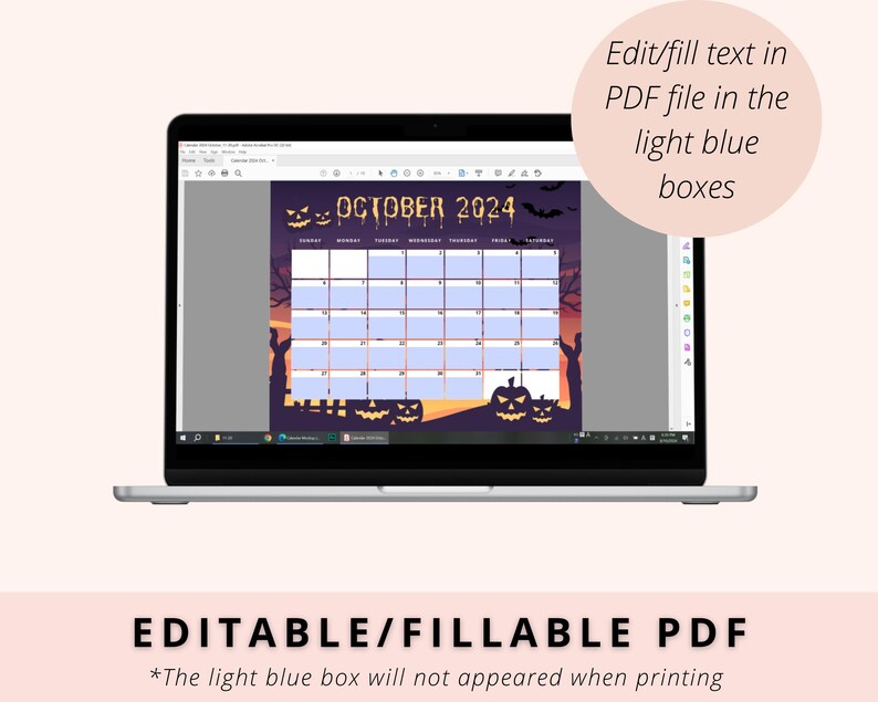 Editable Halloween 2024 Calendar Printable, October 2024, Holiday Theme ...