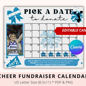 Editable Cheer Pick a Date to Donate, Cheer School Fundraiser, Canva ...