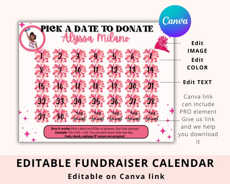 Editable Black Out My Board, Pink Theme, Canva Template, Cheer Pick a ...