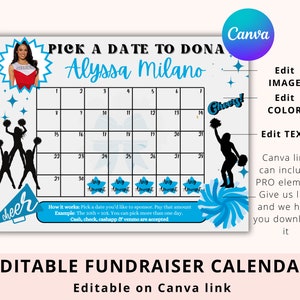 Editable Cheer Pick a Date to Donate, Cheer School Donate, Canva ...