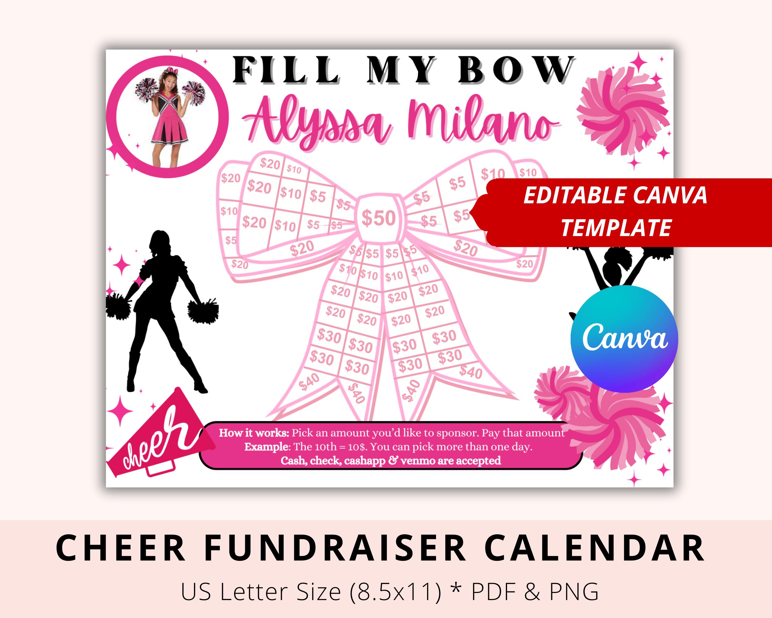 Editable Cheer Black Out My Board, Pick a Date to Donate, Fill My Bow ...