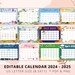 Editable Monthly Calendar 2024 2025, 12 Months, Back to School, Holiday ...