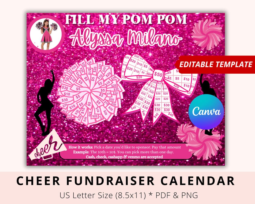 Editable Cheer Pick a Date to Donate, Cheer Black Out My Board, Fill My ...