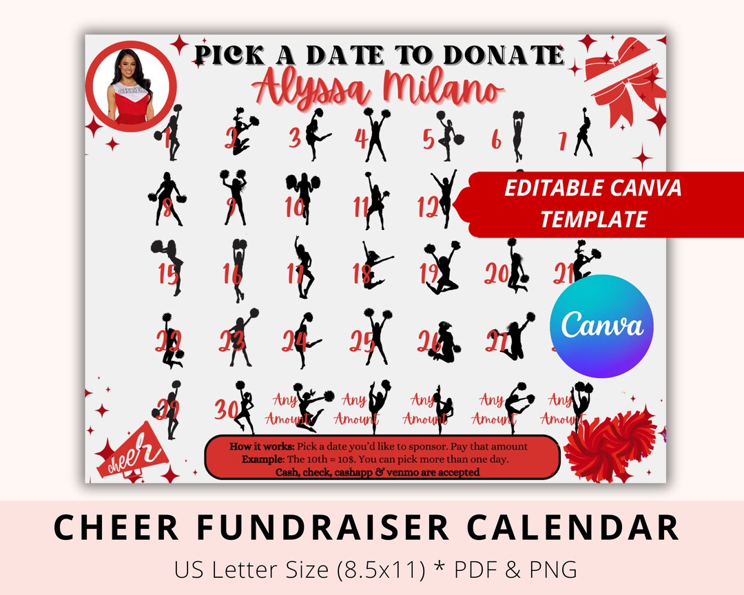 Editable Black Out My Board, Cheer Pick a Date to Donate, Cheer ...