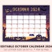 Editable Halloween 2024 Calendar Printable, October 2024, Holiday Theme ...